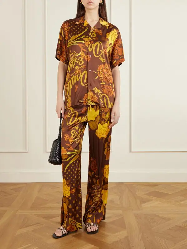 DONDE ESTEBAN Veranera Printed Stretch-satin Shirt