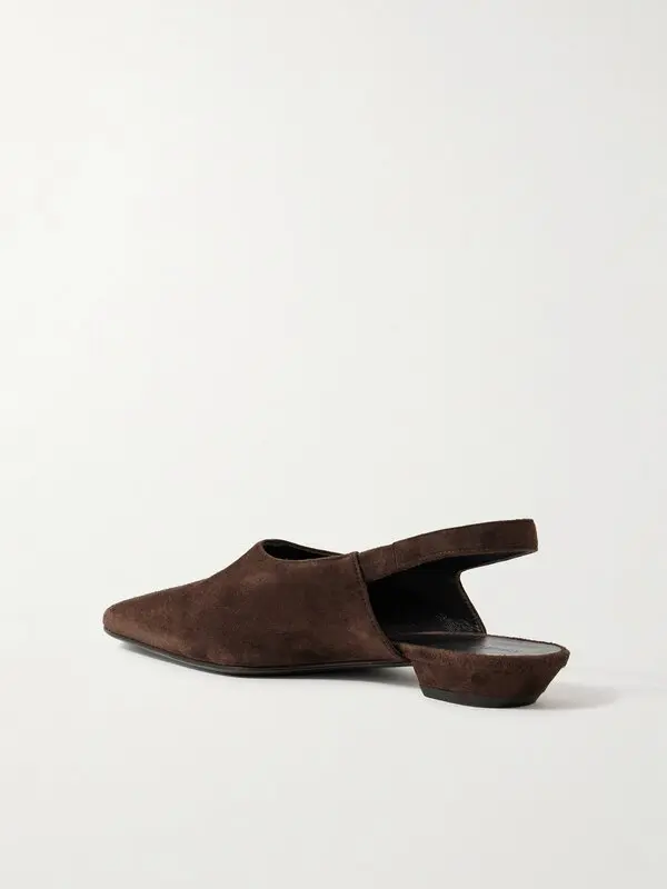 Khaite Celia Suede Slingback Flats - Brown
