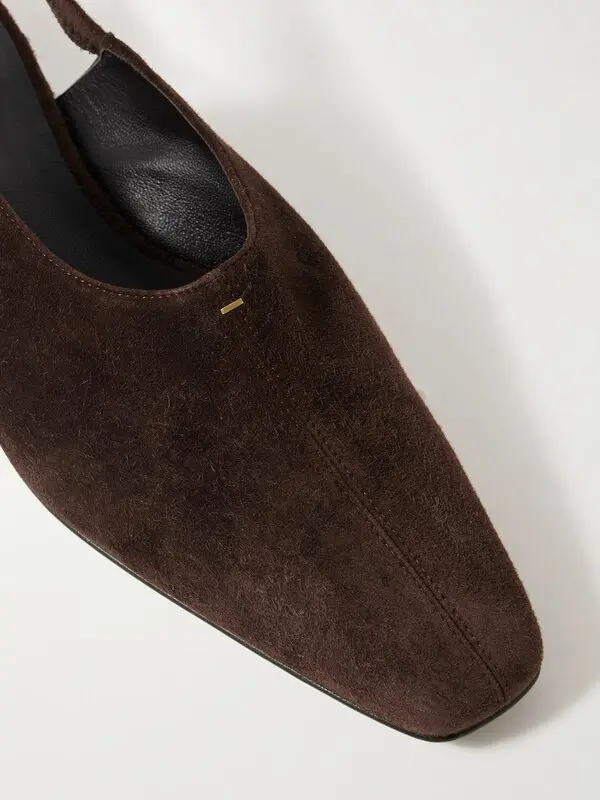 Khaite Celia Suede Slingback Flats - Brown