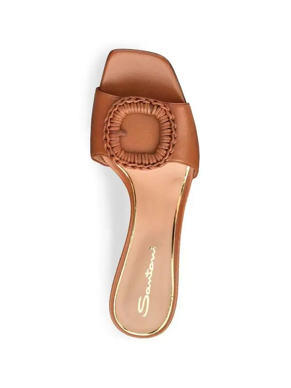 Santoni Woven Buckle Sandals - Brown