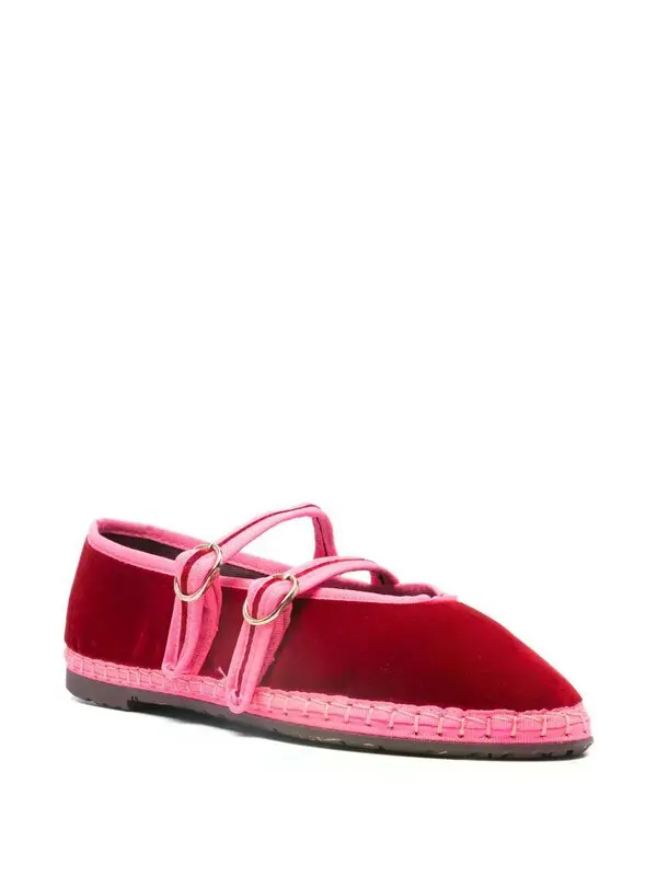 FLABELUS Claire Double-strap Ballet Flats - Red