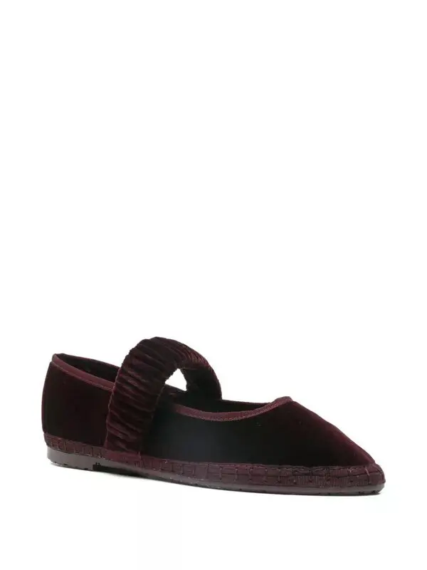 FLABELUS Mafalda Ruched-strap Ballet Flats - Red