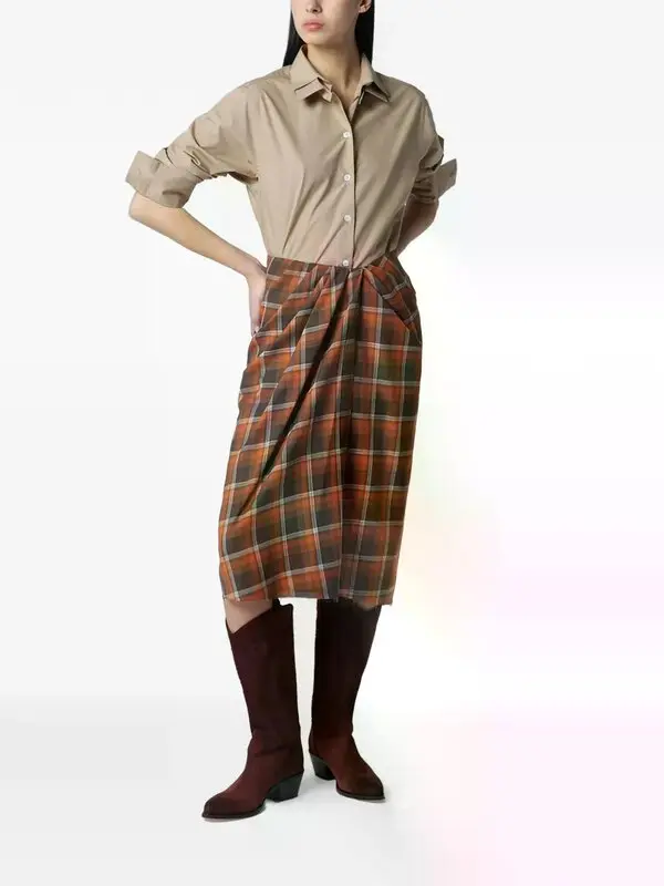 6397 Tartan Plaid Skirt - Orange