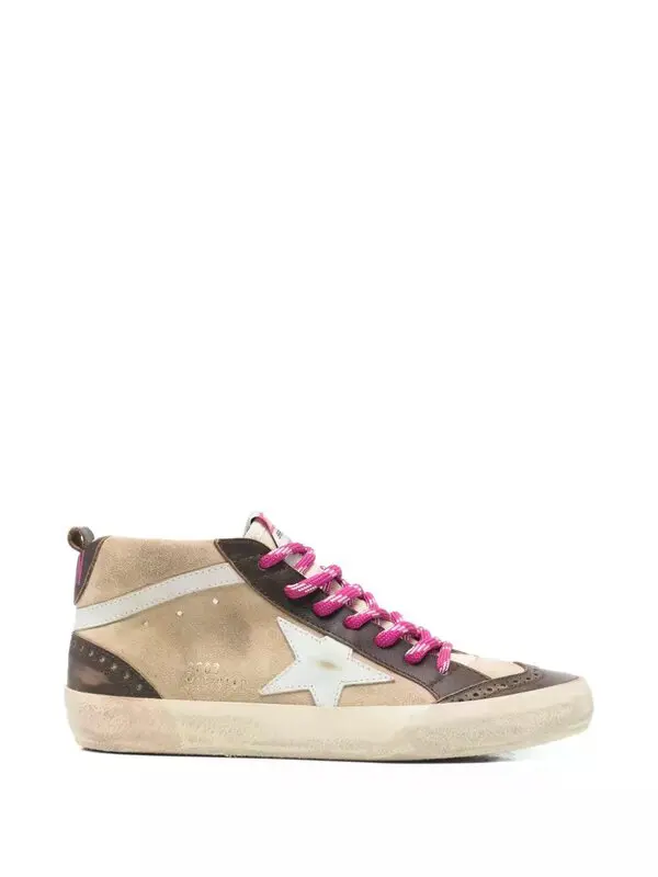 GOLDEN GOOSE Mid Top Star Lace Up Sneakers - Neutrals