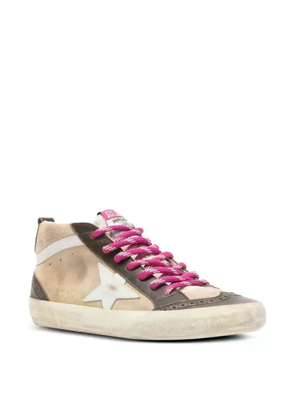 GOLDEN GOOSE Mid Top Star Lace Up Sneakers - Neutrals