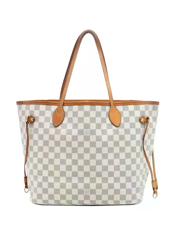 LOUIS VUITTON 2014 Damier Azur Neverfull Mm Tote Bag - White