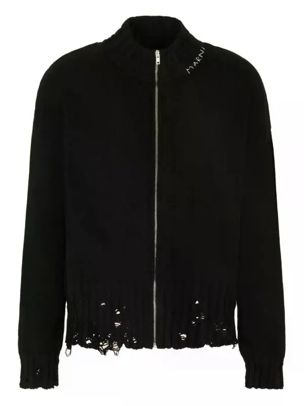Marni Zip-up Distressed Cardigan
