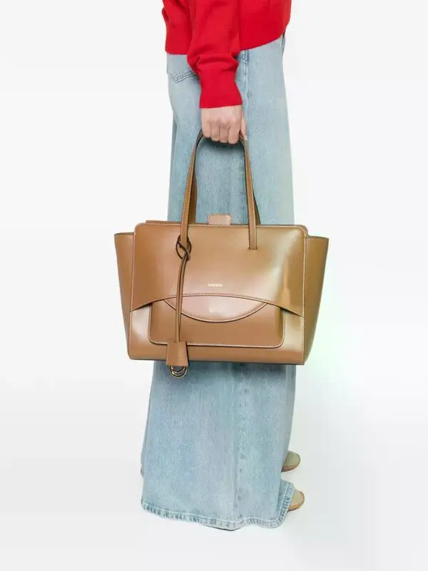 HIDESINS Leather Flap Tote Bag - Brown