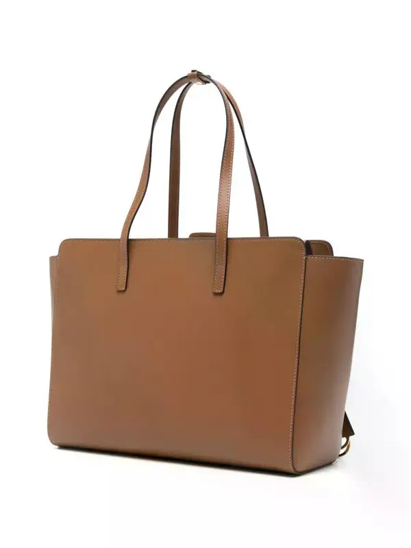 HIDESINS Leather Flap Tote Bag - Brown