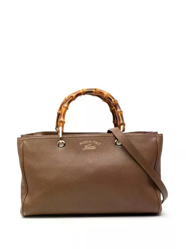 Gucci 2000-2015 Medium Calfskin Bamboo Shopper Satchel - Brown