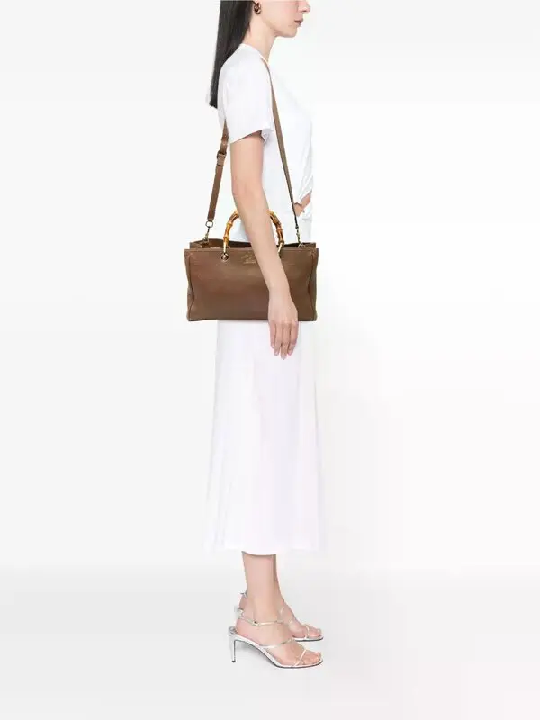 Gucci 2000-2015 Medium Calfskin Bamboo Shopper Satchel - Brown