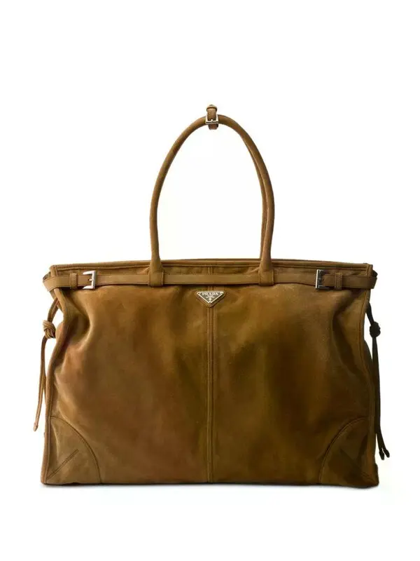 Prada Suede Tote Bag - Brown