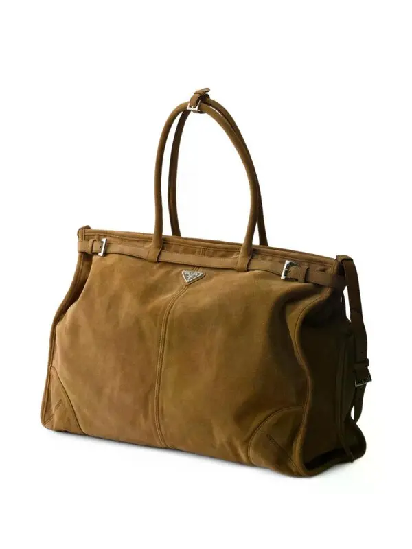 Prada Suede Tote Bag - Brown