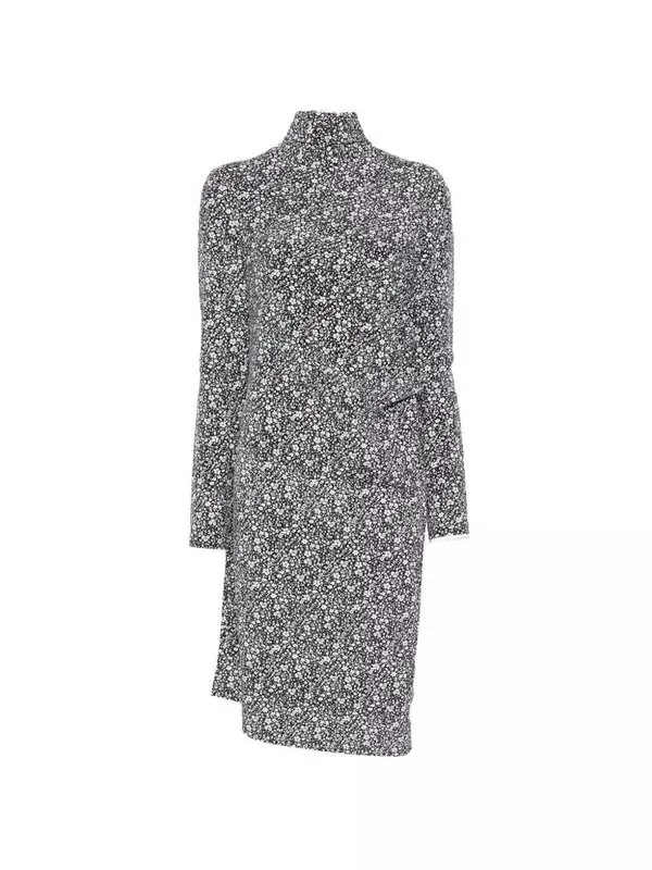 TOTEME Floral Print Twist Dress - Black