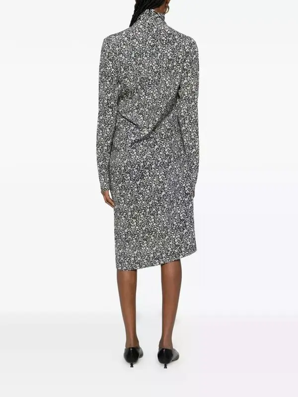TOTEME Floral Print Twist Dress - Black