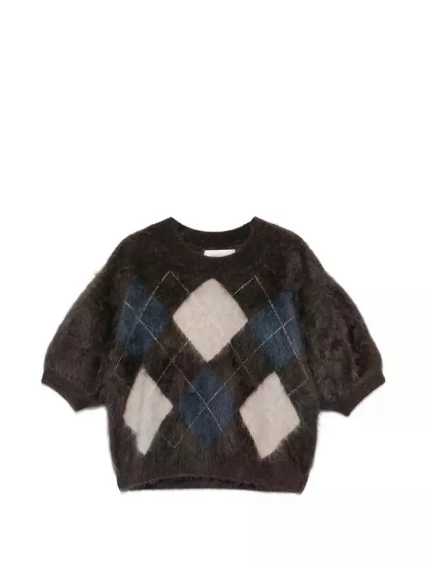 LISA YANG Argyle Knit Top