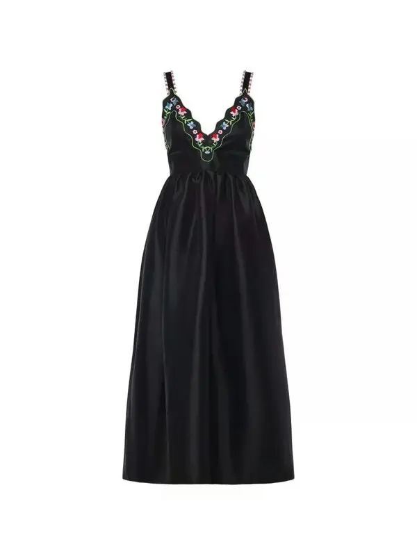 Celiab Selena Floral-trim Dress - Black