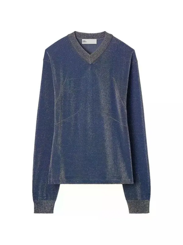 Tory Burch Metallic V-neck Sweater