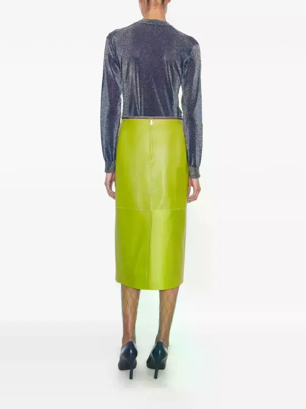 Tory Burch Leather Pencil Midi Skirt