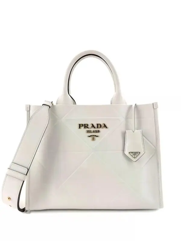 Prada Symbole Embossed Leather Small Shopper Tote Bag