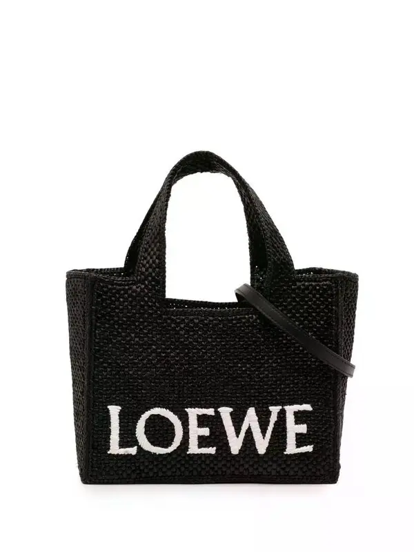 Loewe Small Raffia Font Tote Satchel