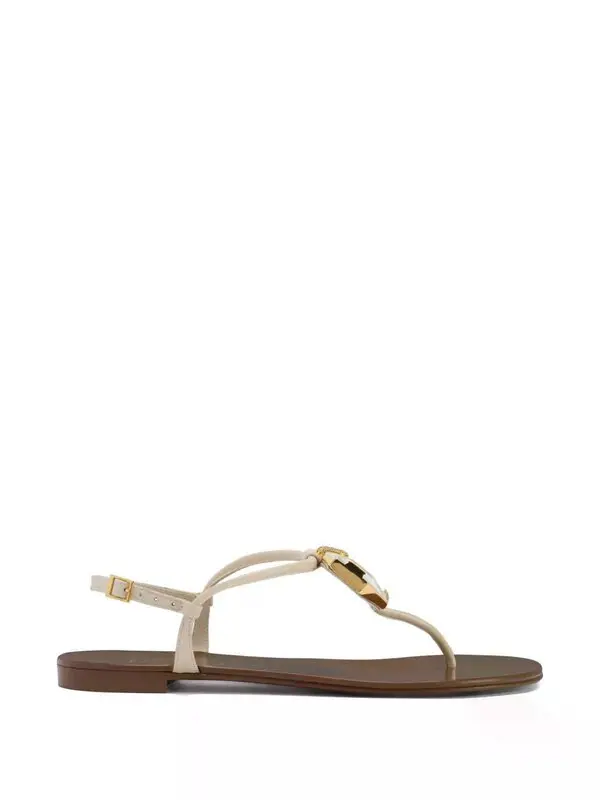 GIUSEPPE ZANOTTI Patrice Crystal Flat Sandals - Neutrals