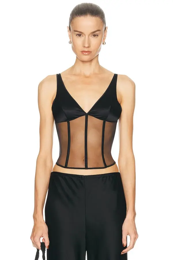 Kiki De Montparnasse Soie Corset Tank Top - Black