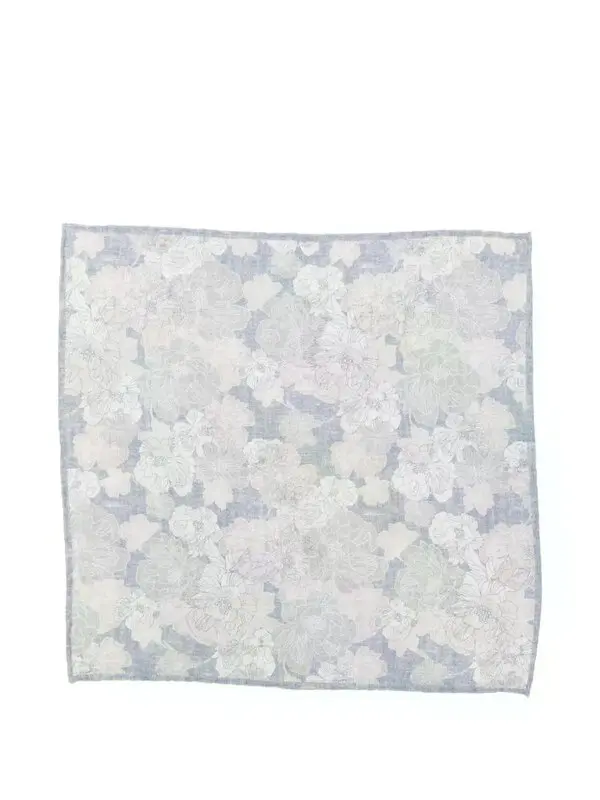 Eleventy Floral-print Pocket Square - Blue