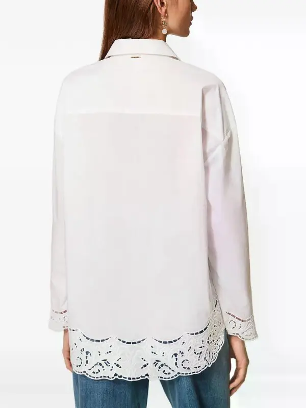 TWINSET Cotton Poplin Shirt With Embroidered Hem And Cuffs