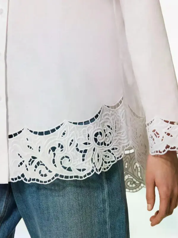 TWINSET Cotton Poplin Shirt With Embroidered Hem And Cuffs