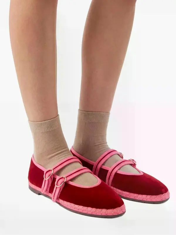 FLABELUS Claire Double-strap Ballet Flats - Red