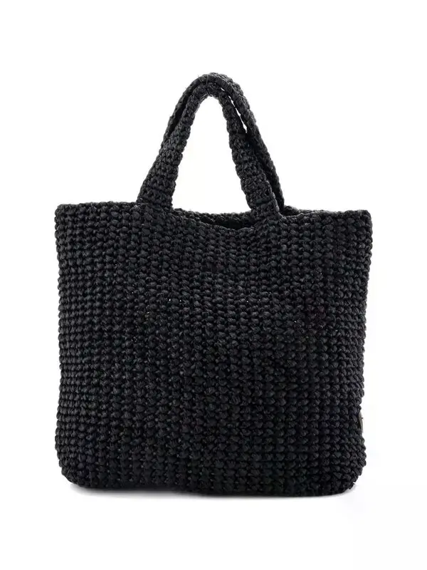 Prada Logo Raffia Small Tote Bag