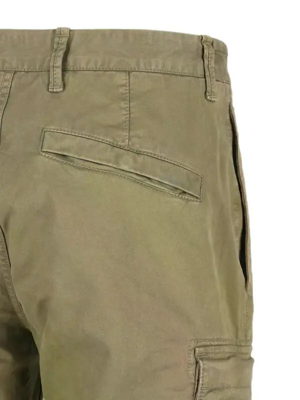 Stone Island Organic Cotton Stretch Cargo Pants With Old-effect Treatment - Green