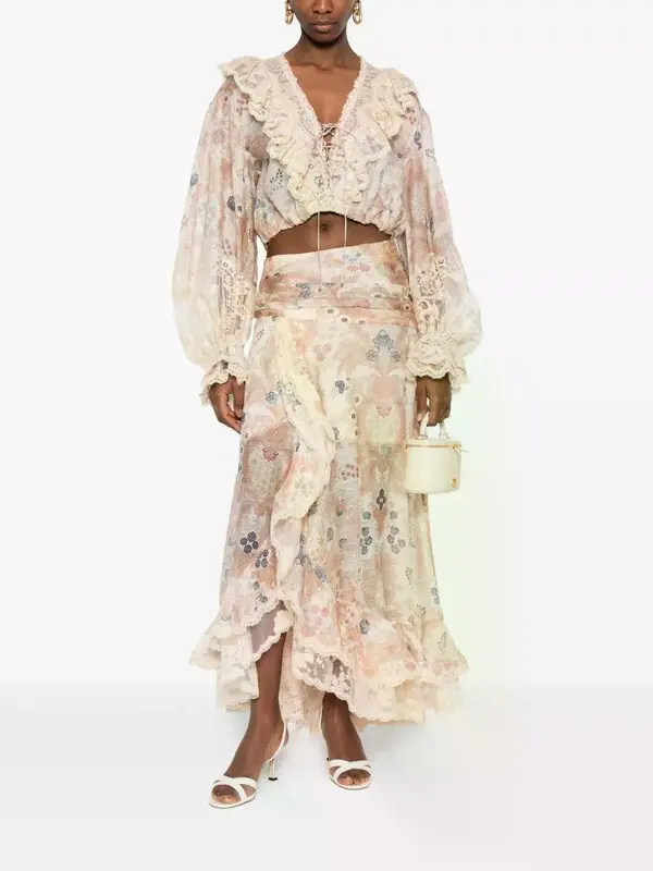 Zimmermann Rebellion Ruffled Midi Skirt