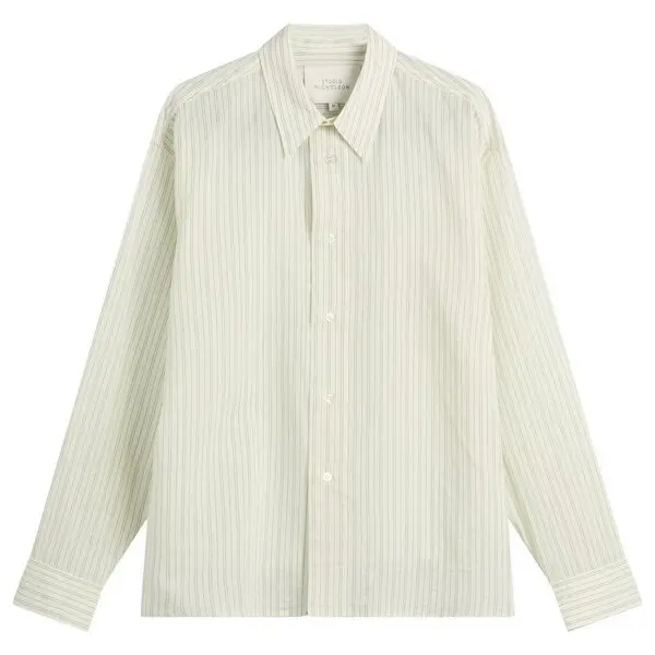 Studio Nicholson Hal Cotton Silk Stripe Shirt - Parchment