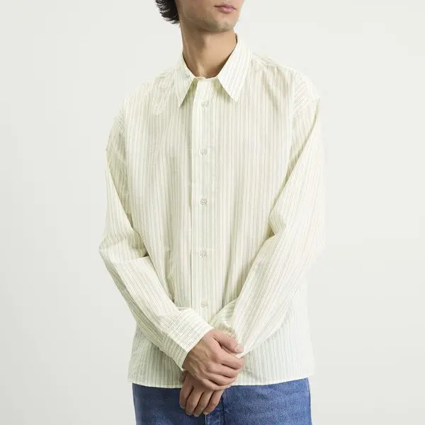 Studio Nicholson Hal Cotton Silk Stripe Shirt - Parchment