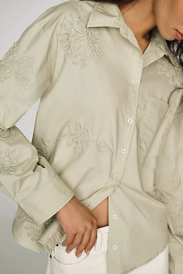 Maeve Shrunken Bennet Buttondown Shirt - Green