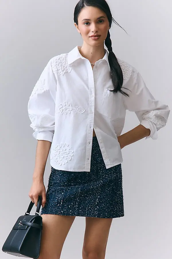 Maeve Shrunken Bennet Buttondown Shirt - White