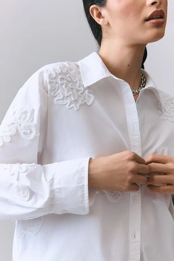 Maeve Shrunken Bennet Buttondown Shirt - White
