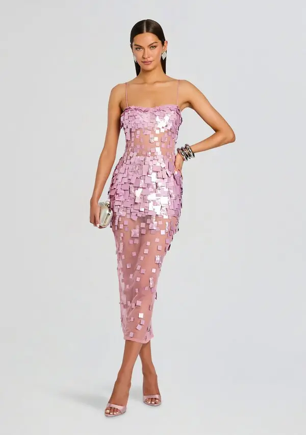 Retrofete Carmin Embellished Tea-length Dress