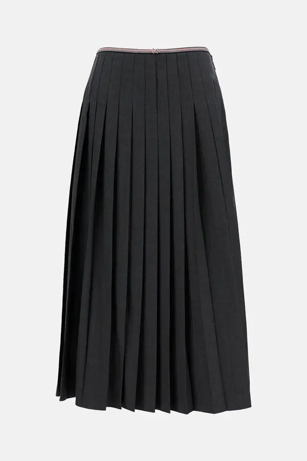 Thom Browne Midi Pleated Skirt - Grey