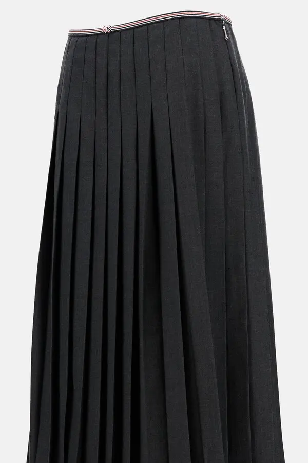 Thom Browne Midi Pleated Skirt - Grigio