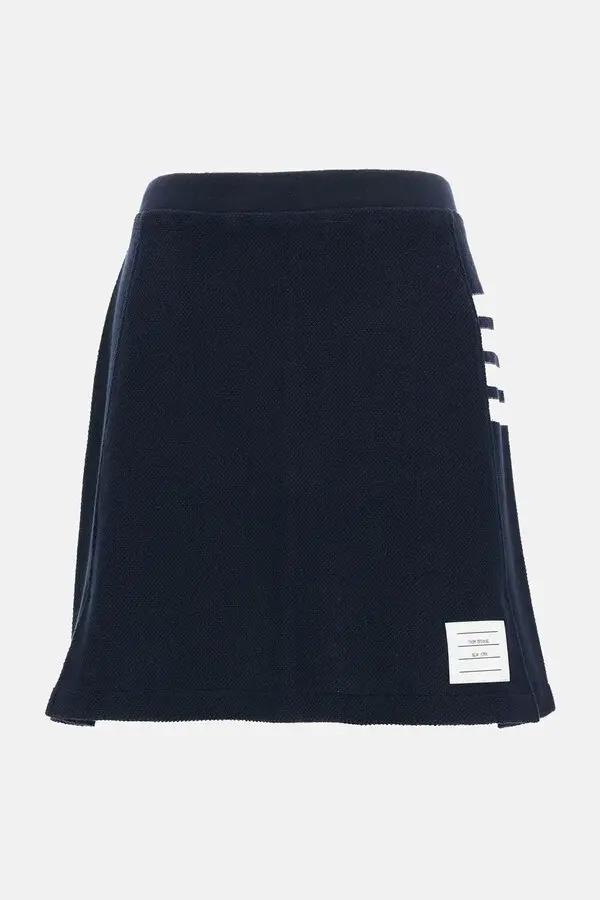 Thom Browne Milano Stitch Knit Pleated Mini Skirt - Blue