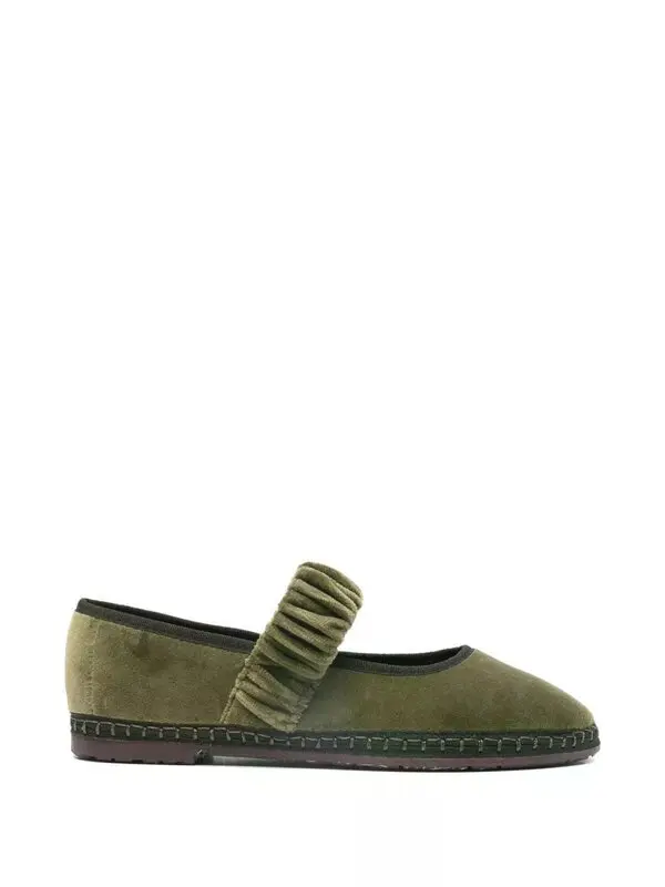 FLABELUS Mafalda Ruched-strap Ballet Flats - Green