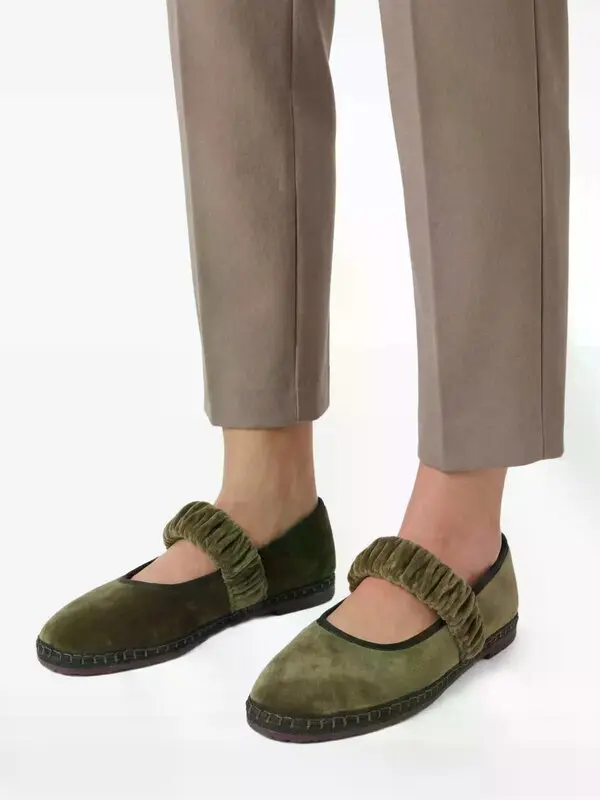 FLABELUS Mafalda Ruched-strap Ballet Flats - Green