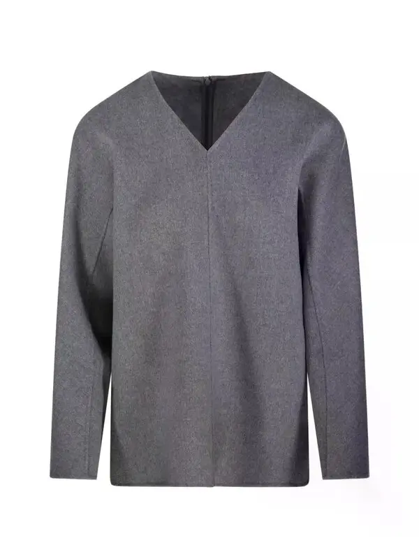 Max Mara V-neck Wool Blouse - Grey
