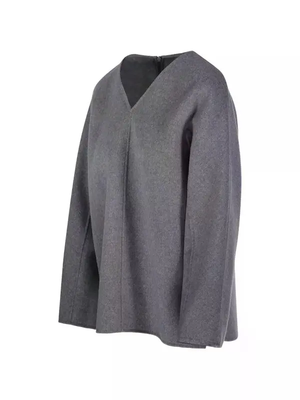 Max Mara V-neck Wool Blouse - Grey