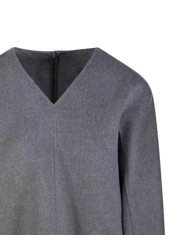 Max Mara V-neck Wool Blouse - Grey