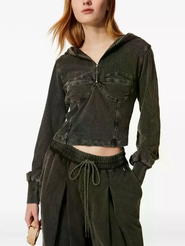 TWINSET Long Sleeve Cropped Hoodie