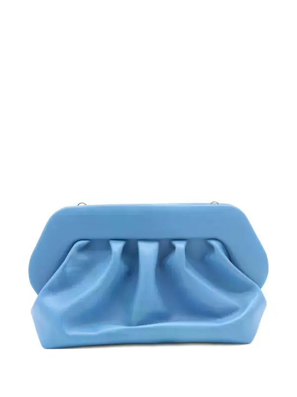THEMOIRE Ruched Leather Clutch - Blue